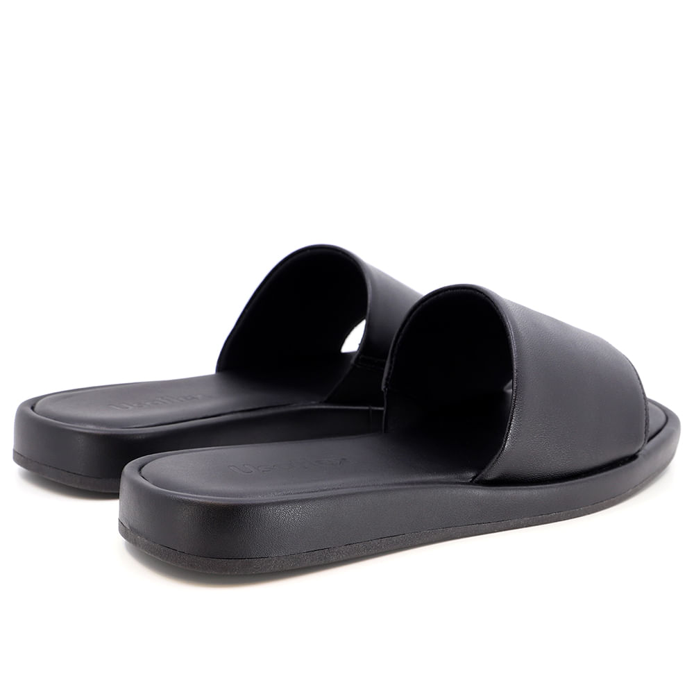Chinelo Slide Preto Couro Liso - Loja Online | Usaflex