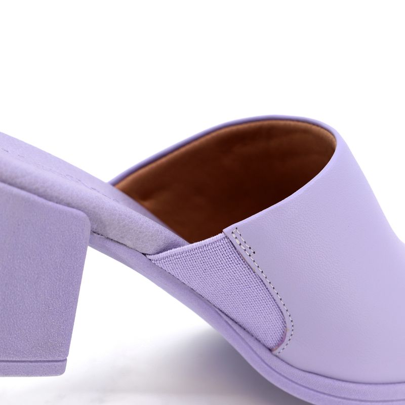 Tamanco Salto Bloco Couro Lilás Tira Larga - Loja Online | Usaflex
