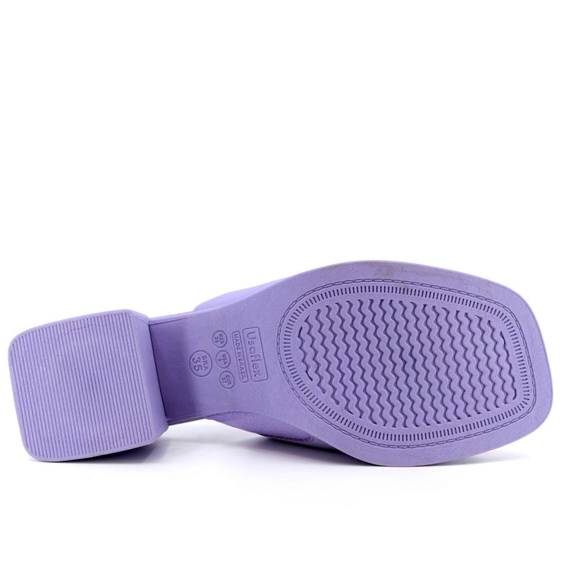 Tamanco Salto Bloco Couro Lilás Tira Larga - Loja Online | Usaflex