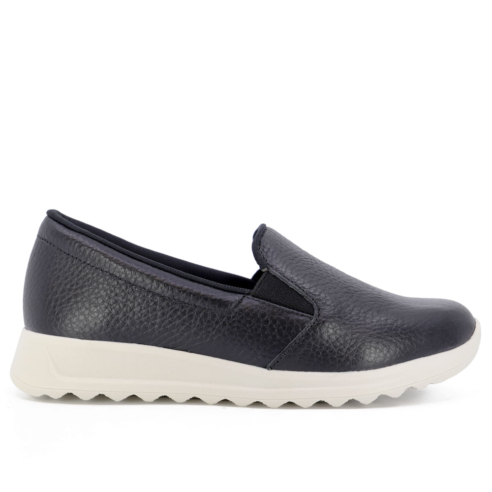 Tênis Slip On Couro Preto Elástico Lateral - Loja Online | Usaflex