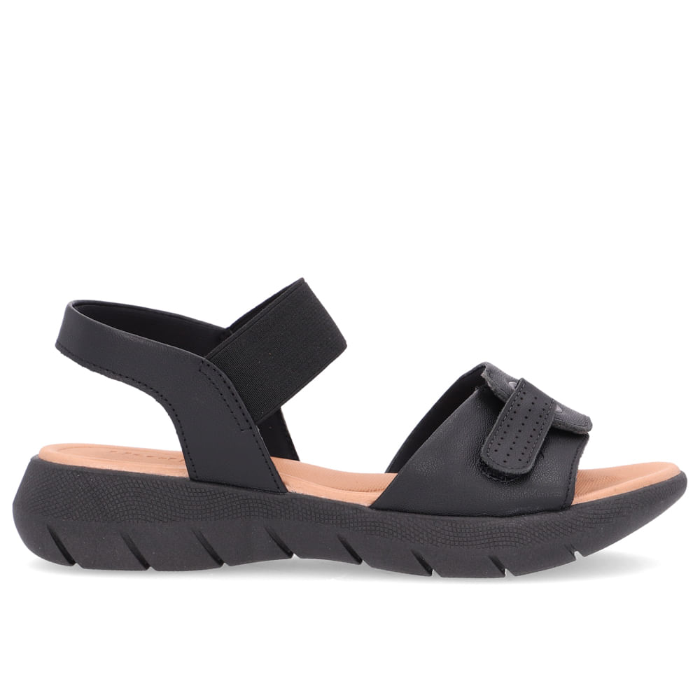 Sandália Salto Plataforma Couro Preto Ajuste Fecho-Flex - Loja Online | Usaflex