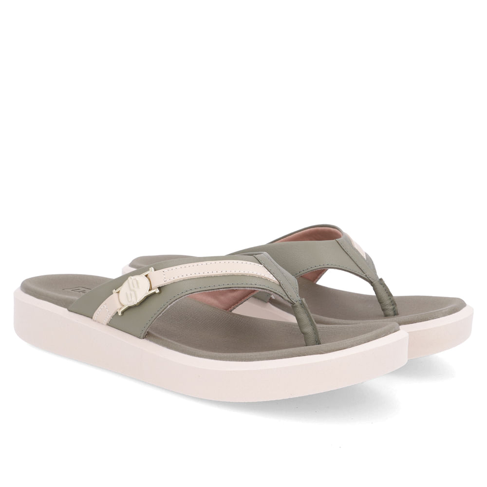 Chinelo Salto Plataforma Couro Verde Detalhe Monograma - Loja Online ...