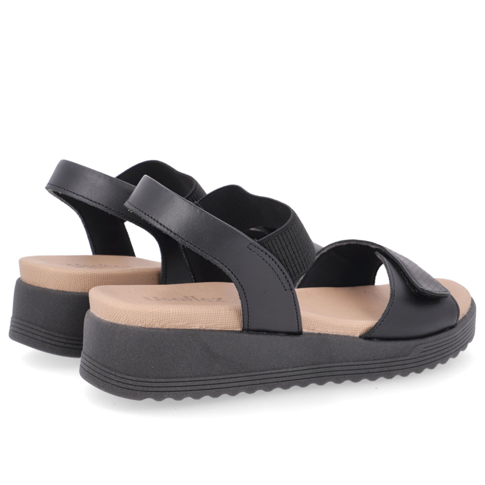 Sandália Salto Plataforma Couro Preto Fecho-Flex - Loja Online | Usaflex