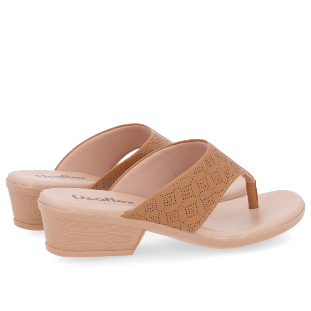 Chinelo Salto Plataforma Couro Marrom Laser - Loja Online | Usaflex