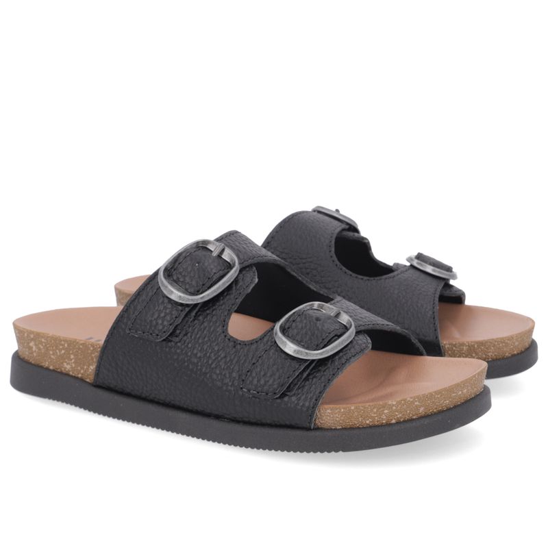 Slide Birken Preto Couro Fivela - Loja Online | Usaflex