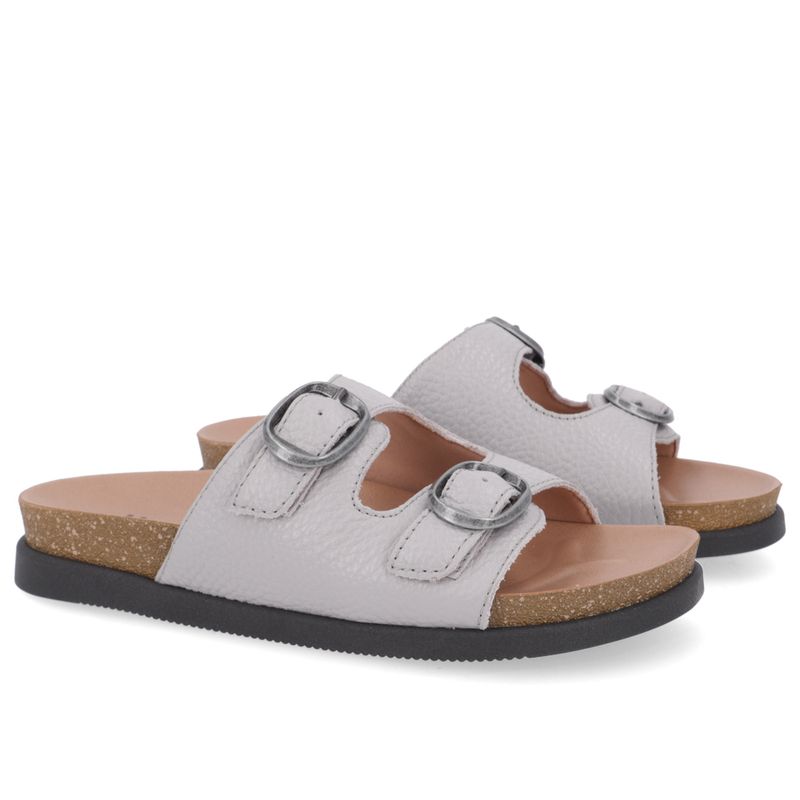 Slide Birken Cinza Couro Fivela - Loja Online | Usaflex