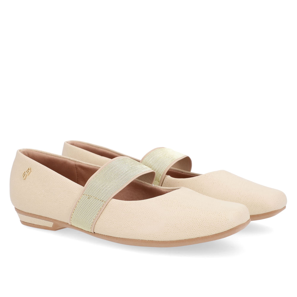 Sapatilha Bege Couro Detalhe Elástico - Loja Online | Usaflex