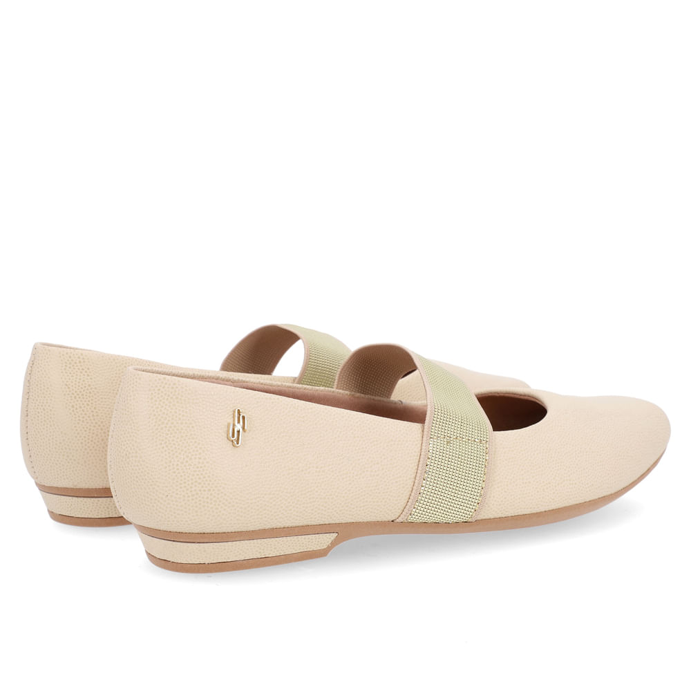 Sapatilha Bege Couro Detalhe Elástico - Loja Online | Usaflex