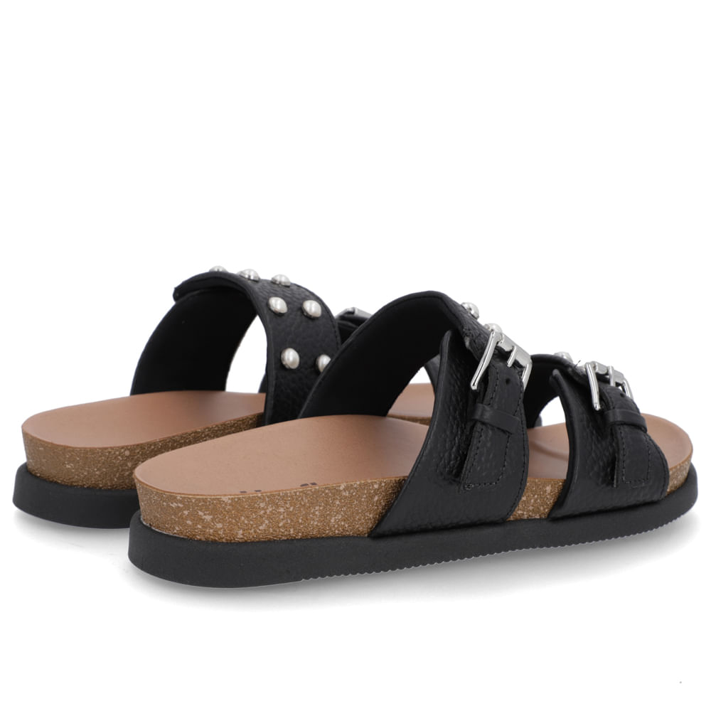 Slide Birken Preto Couro Enfeite - Loja Online | Usaflex