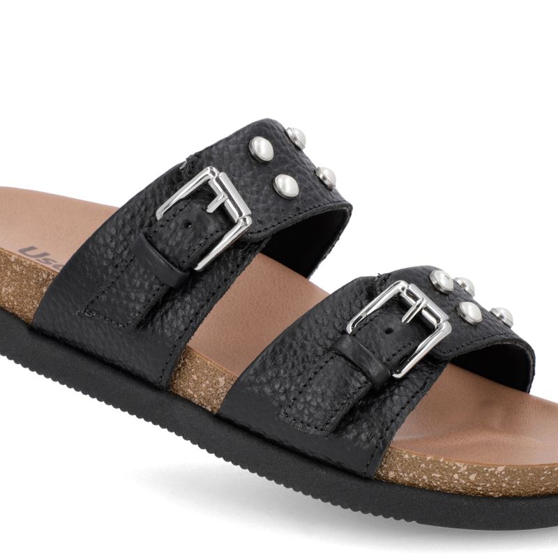 Slide Birken Preto Couro Enfeite - Loja Online | Usaflex