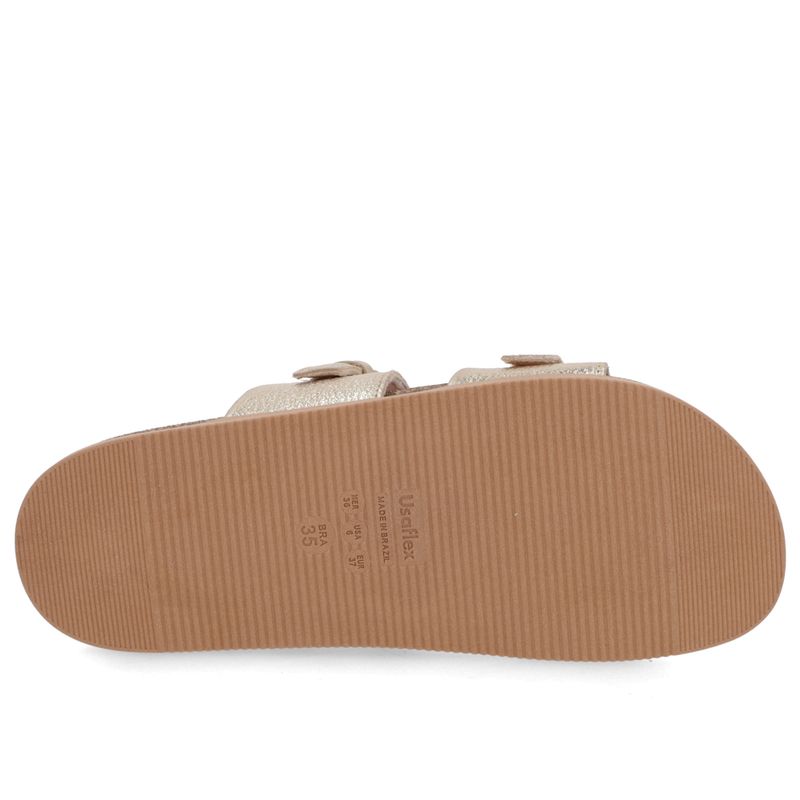 Slide Birken Dourado Couro Enfeite - Loja Online | Usaflex