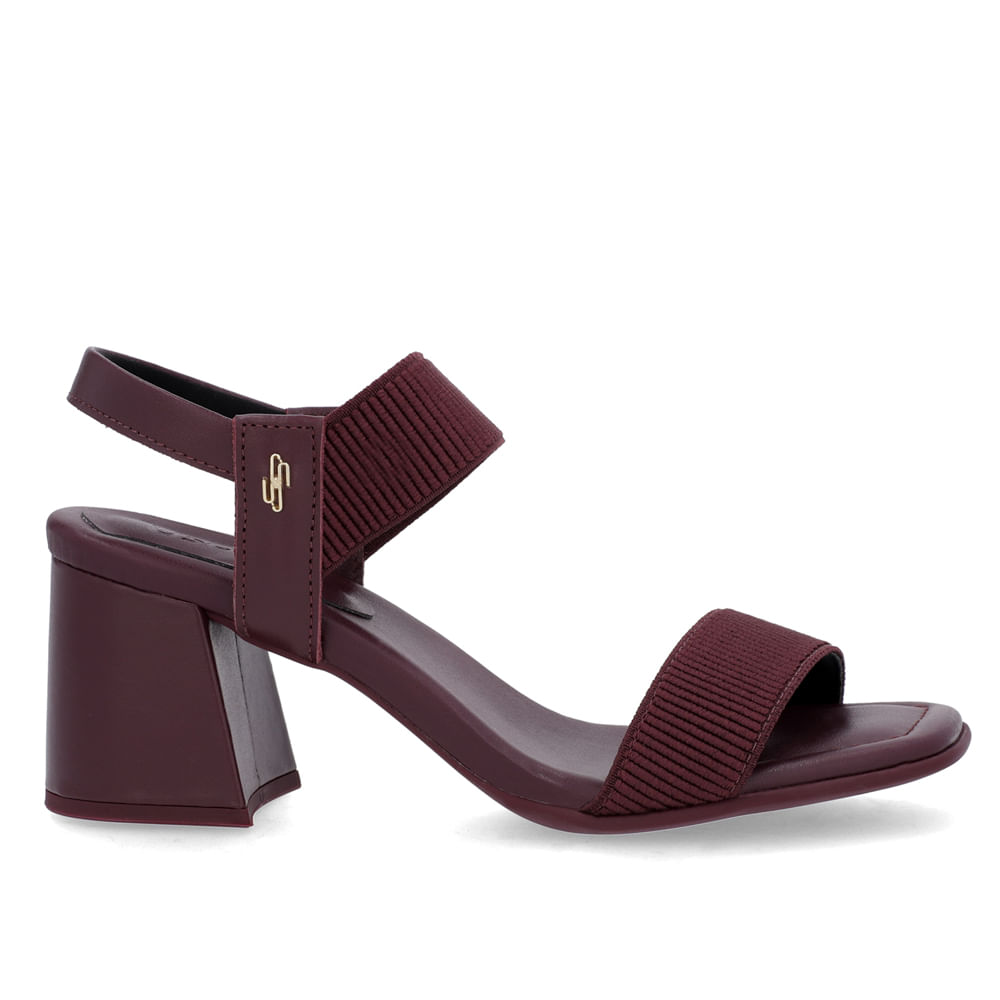 Sandália Salto Bloco Couro Roxo Tira Elástico - Loja Online | Usaflex