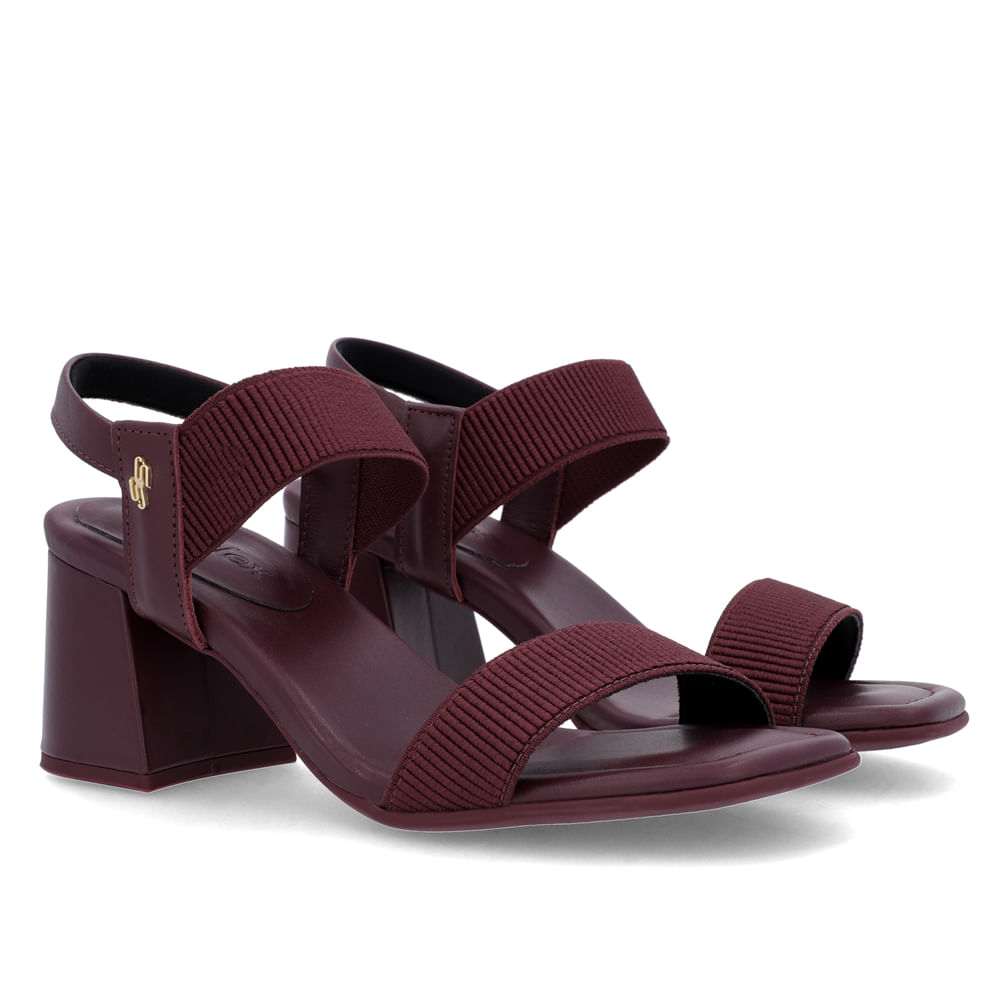 Sandália Salto Bloco Couro Roxo Tira Elástico - Loja Online | Usaflex