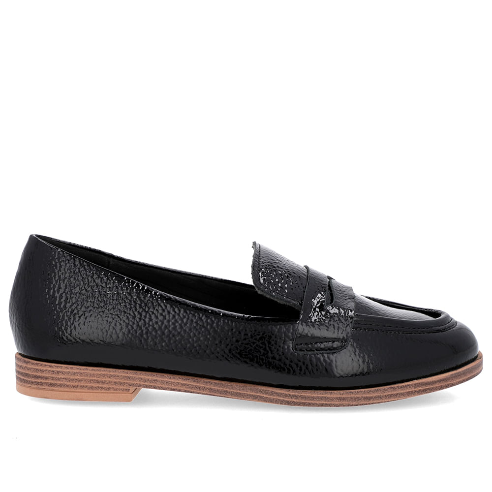 Mocassim Preto Couro Verniz Bico Redondo - Loja Online | Usaflex