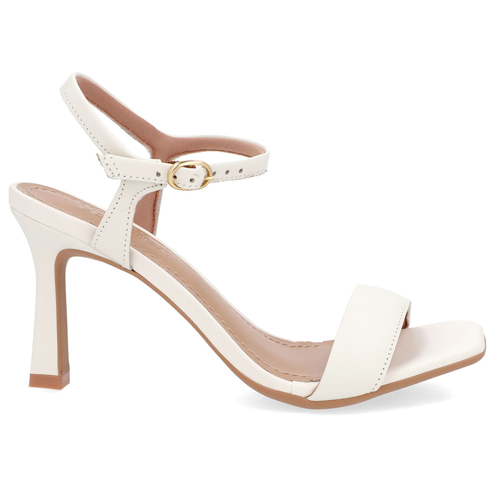 Sandália Salto Fino Couro Branca - Loja Online | Usaflex