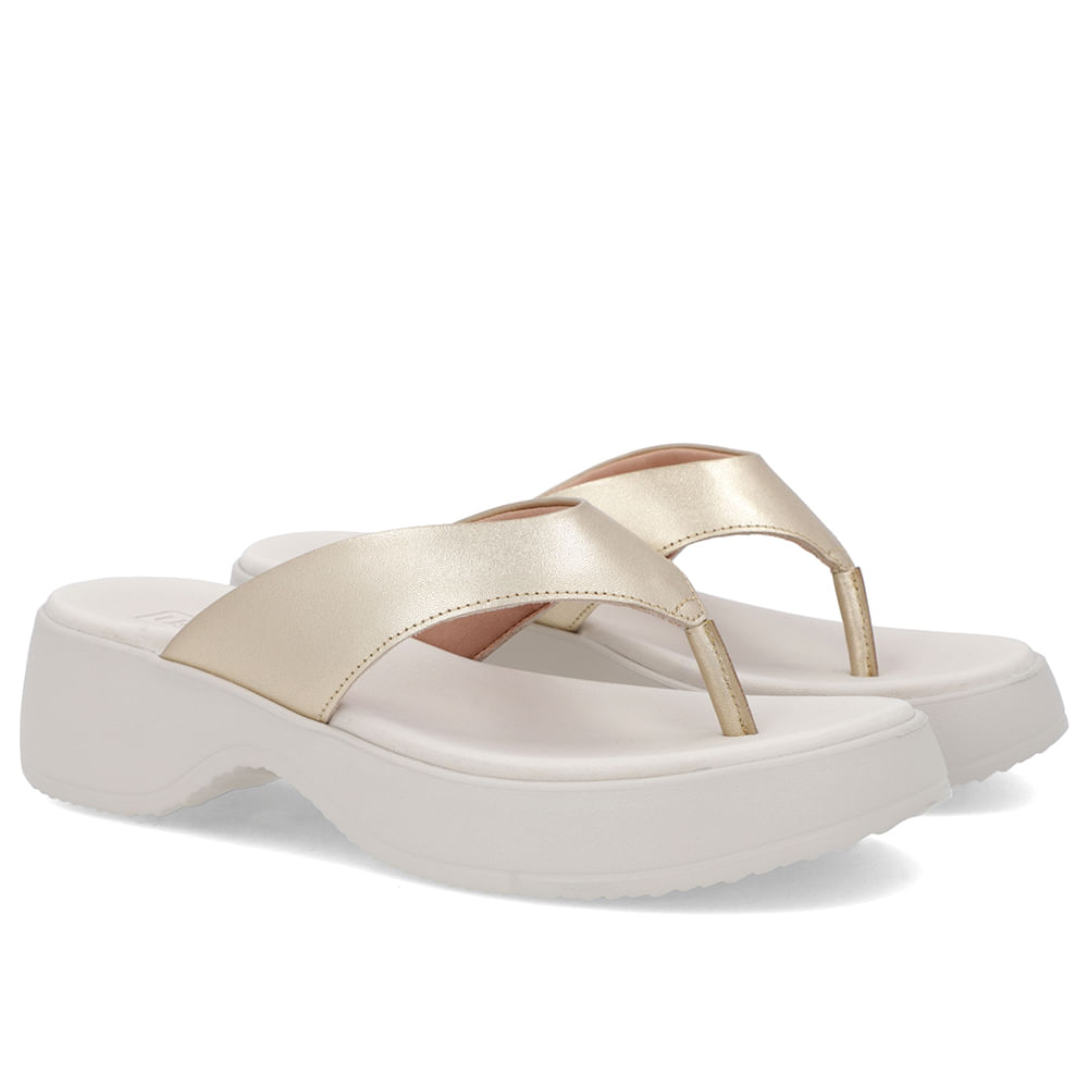 Chinelo Salto Plataforma Couro Dourado - Loja Online | Usaflex - Loja ...