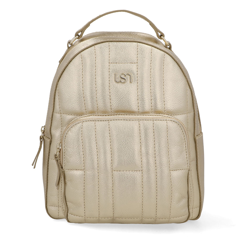 Mochila Couro Dourada Matelassê Bolsa Frontal - Loja Online | Usaflex ...